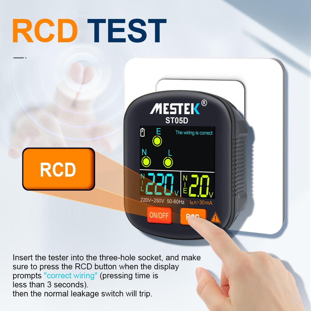 Mestek Socket Tester Smart Voltage Detector RCD GFCI NCV Tester UK Plug ...