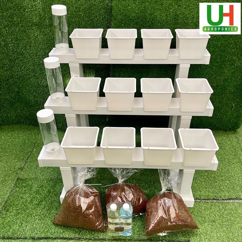 SET HIDROPONIK UHA-04C |HYDROPONIC SET WITH 12 POT | HYGROWPOT | Shopee ...