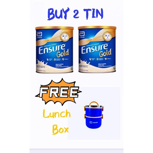 ENSURE GOLD VANILLA /WHEAT 850G X 2 UNITS FREE LUNCH BOX / TIN | Shopee Malaysia
