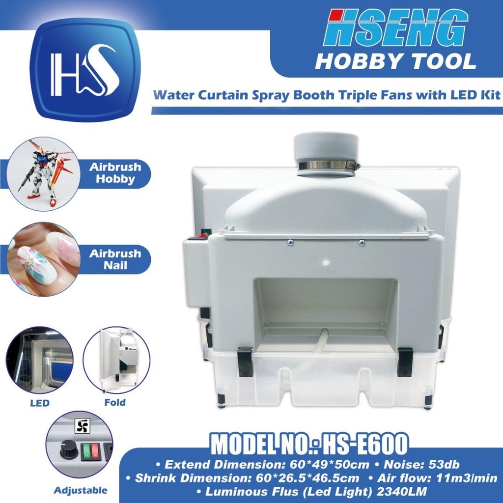 HSENG HS-E600 Water Curtain Spray Booth Triple Fans with LED | Shopee ...