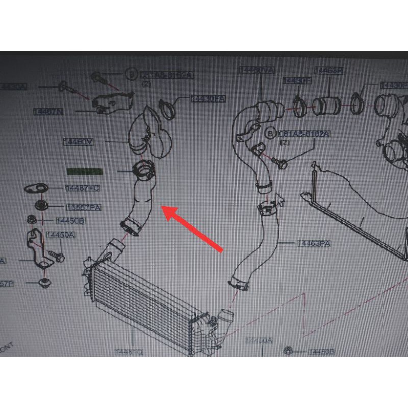 ORIGINAL NISSAN NAVARA D23 INTERCOOLER HOSE TO TURBO 14463-4KV2A ...