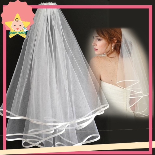 HOSHI Veil Nikah / Bertunang / Kahwin Putih Cream Dua Layer Shiffon ...