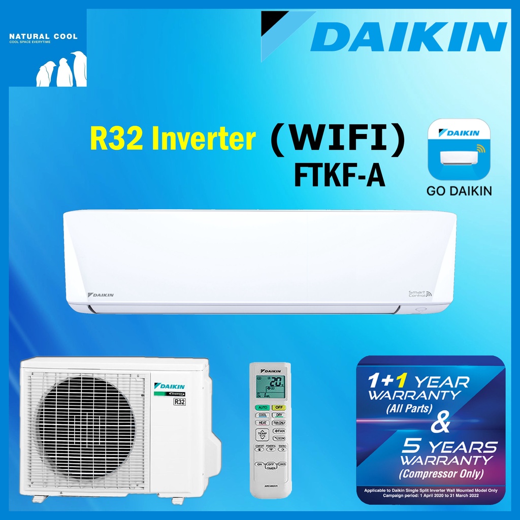 DAIKIN aircond R32 inverter (WIFI- FTKF-A/B) 1hp/ 1.5hp air conditioner | Shopee Malaysia