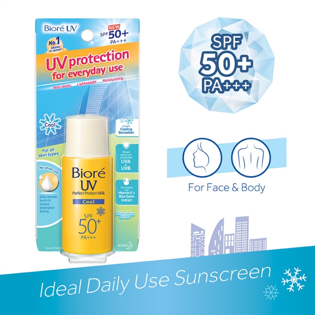 BIORE UV Perfect Milk Cool SPF50 Daily Sunscreen 25ml | Shopee Malaysia