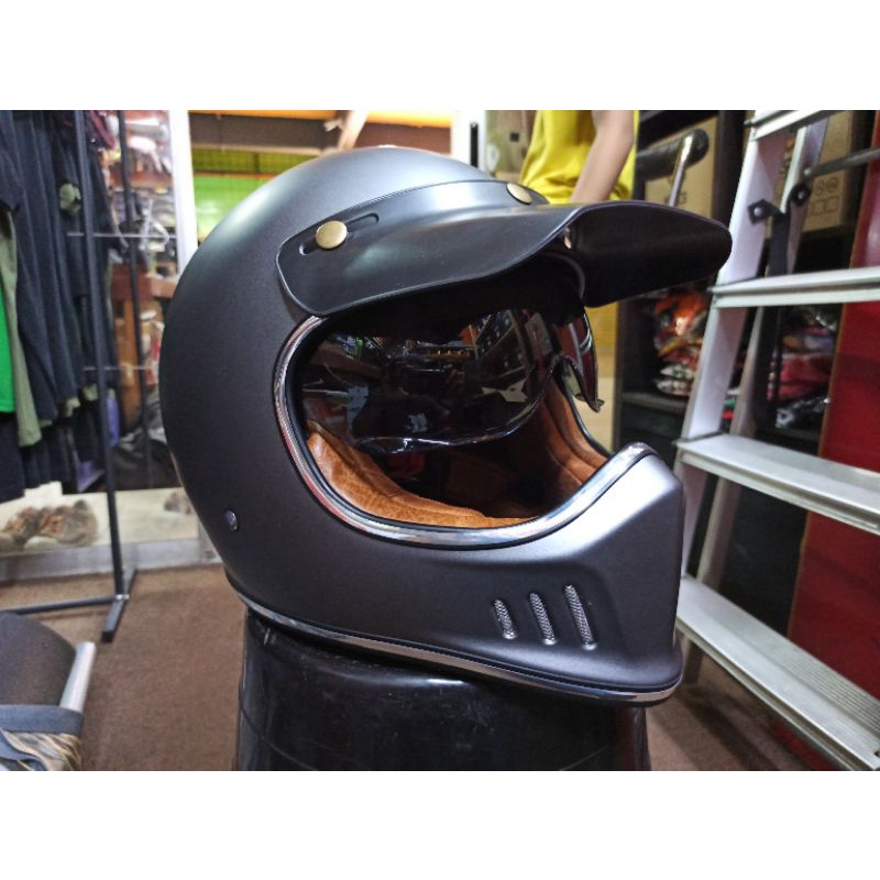 CRG Ironking Scrambler Full Face Helmet Cafe Racer Retro Vintage ...