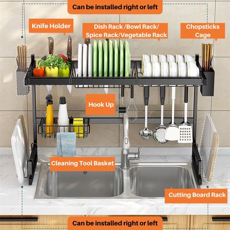 Kitchen Stainless Steel Dish Rack Sink Dish Drainer Storange Rack ...