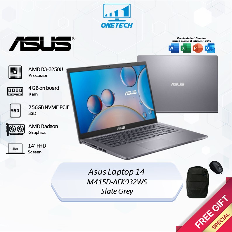 Asus Laptop 14 (14" FHD IPS/R3-3250U/4GB/256GB/H&S/2Y) M415D-AEB652TS ...