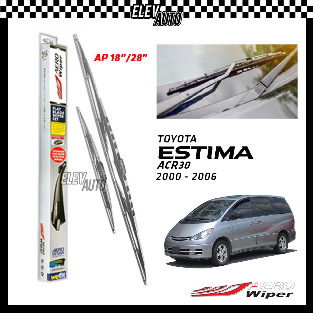 Toyota Estima ACR30 2000-2006 AERO Premium Frameless Flat Blade Wiper ...