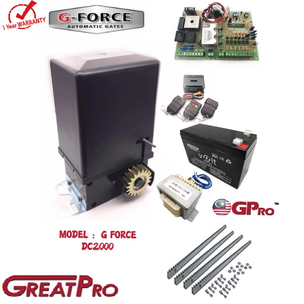 G-FORCE DC-2000 (Metal) Sliding Autogate DC Motor Set- GREATPRO ...