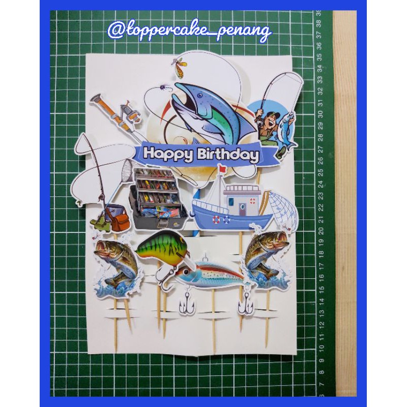 Cake Topper Fishing Memancing for Cake Birthday Decoration Full Set ...