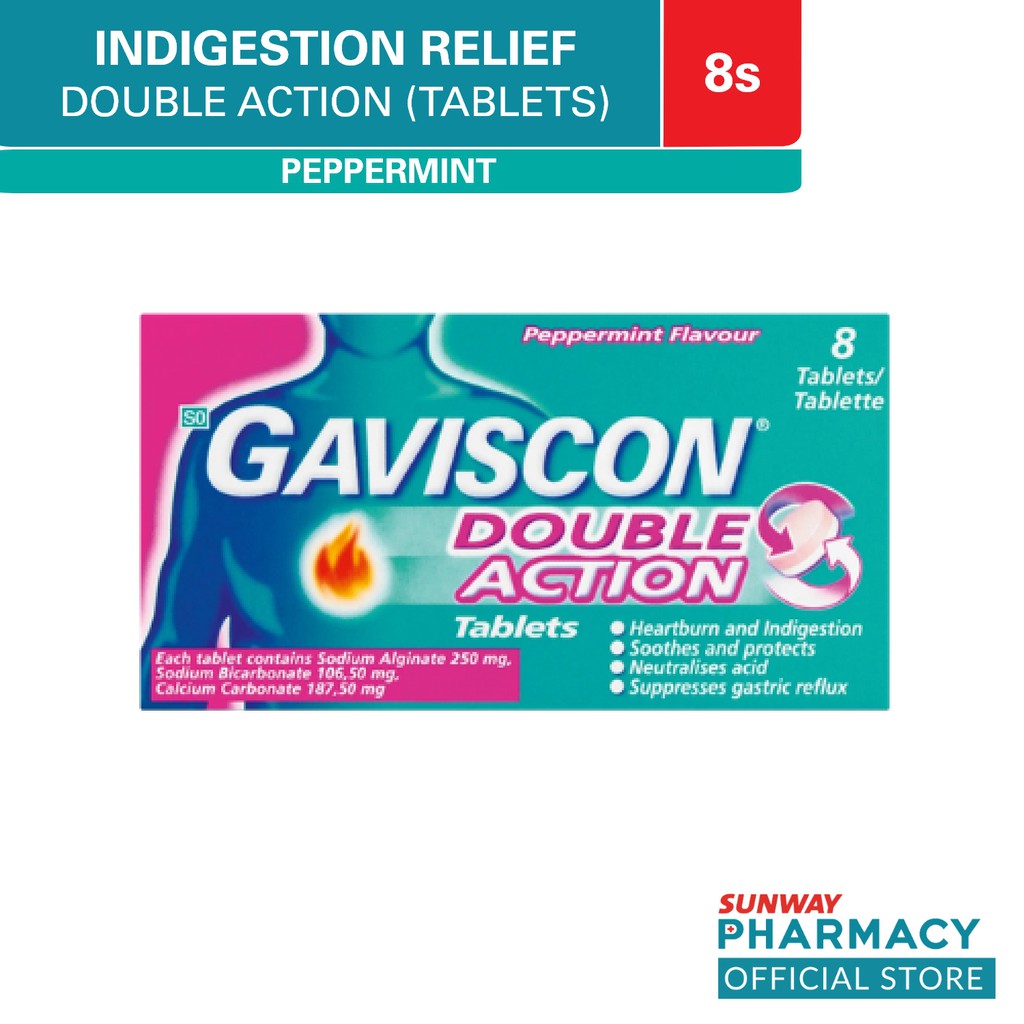 Gaviscon Double Action Mint 250mg Tabs (8's / 16's) | Shopee Malaysia