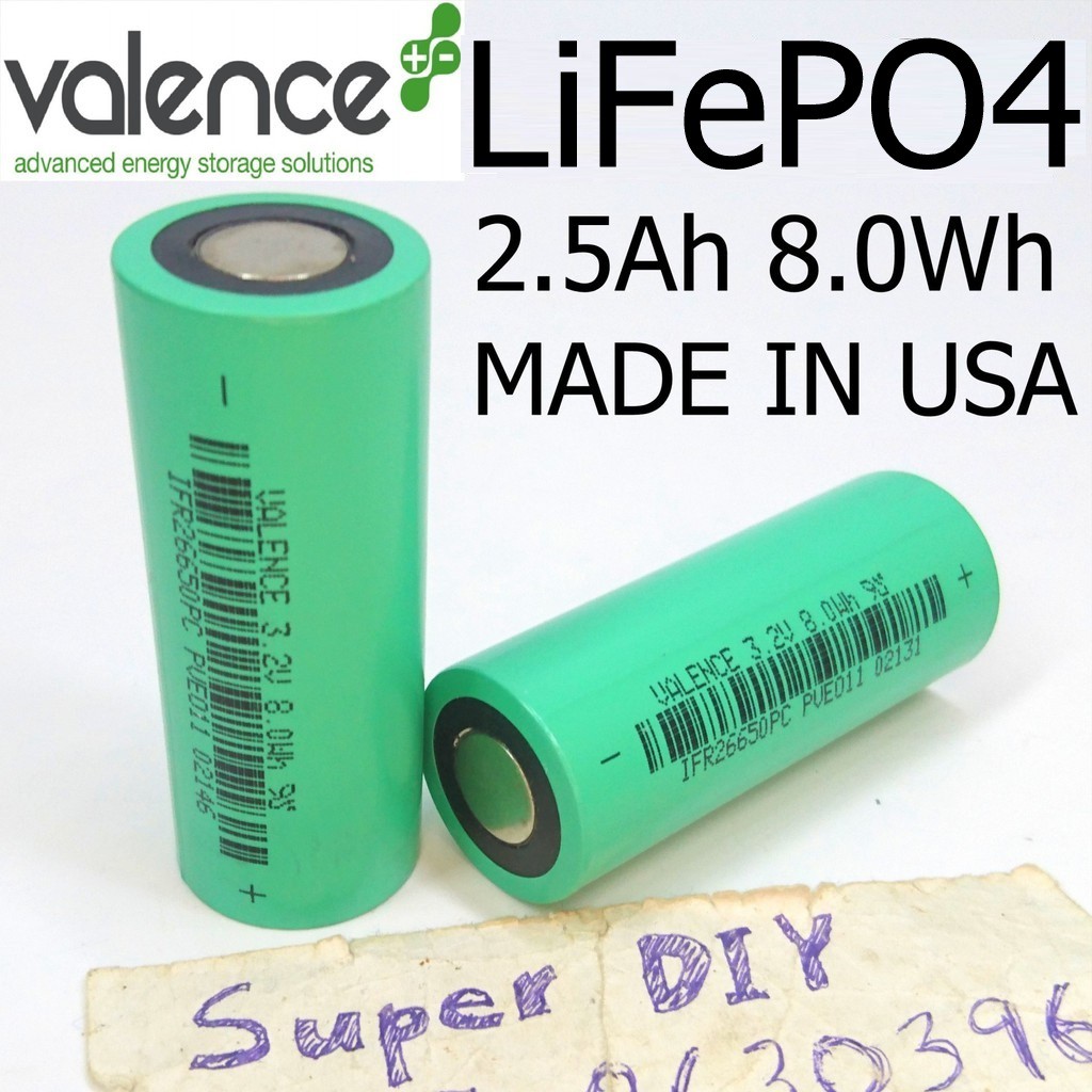 USA Valence LiFePO4 3.2v 3.6V IFR 26650 PC 2500mAh Rechargeable High ...