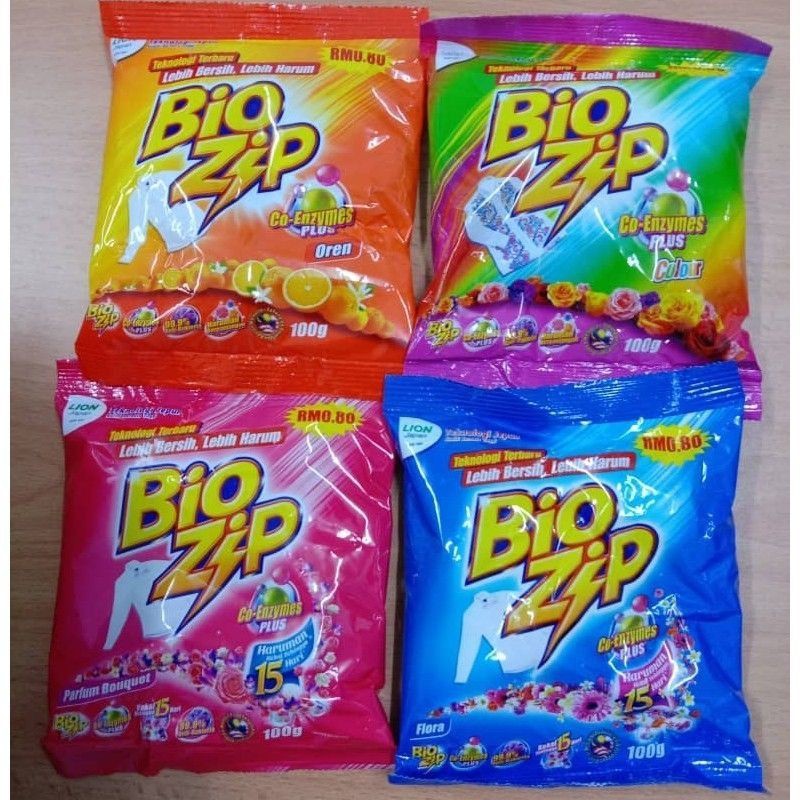Bio Zip Detergent Powder/Sabun Pencuci Baju Bio Zip- 100g | Shopee Malaysia