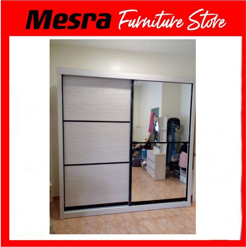 Wardrobe 8x8ft / Almari baju 8x8 cermin panjang | Shopee Malaysia