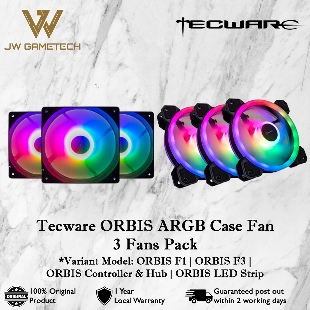 Tecware ORBIS 3 ARGB Case Fan Pack - Orbis F1 | Orbis F3 | Orbis ...