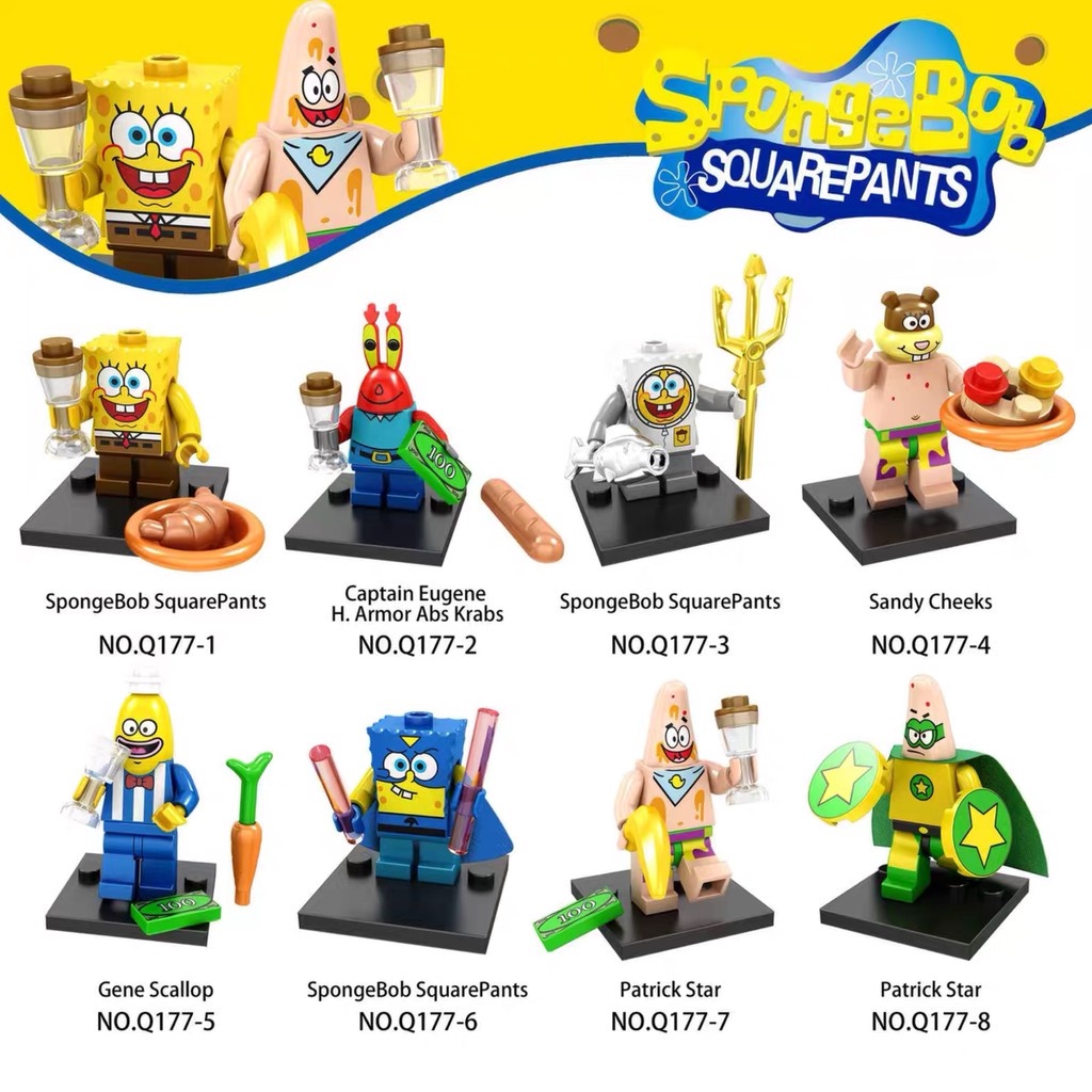 EAGLE Brand LEBQ157 Q177 Minifigures Spongebob Squarepants Bricks ...