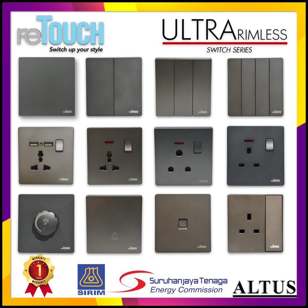 reTouch Matte Grey Ultra Rimless Switch | Shopee Malaysia