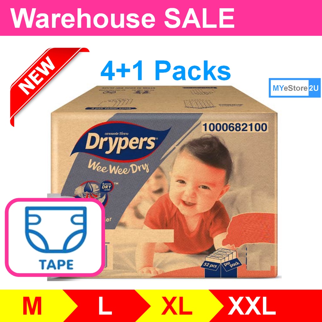 Drypers Wee Wee Dry M / L / XL / XXL (4+1packs) Lampin [TAPE] Diaper ...