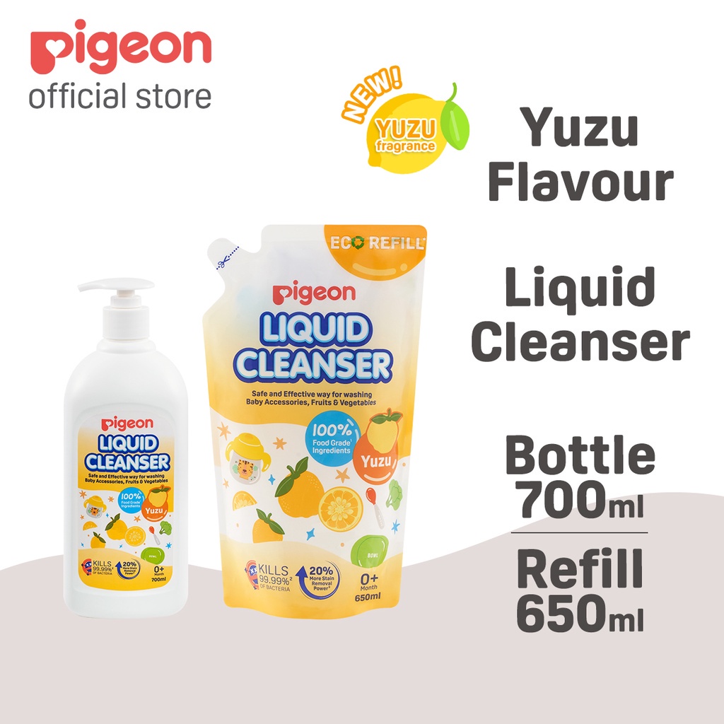 PIGEON Liquid Cleanser Yuzu Flavour Pack (700ml Pump + 650ml Refill ...