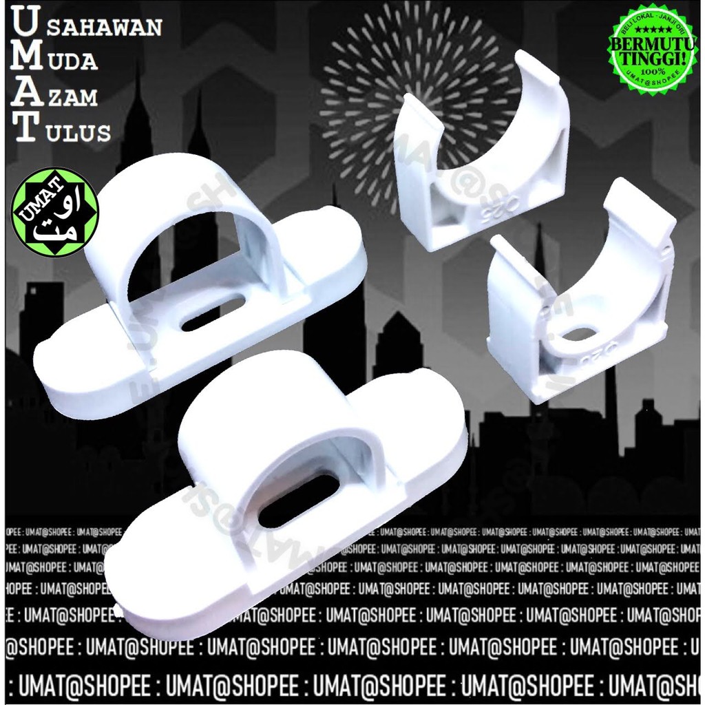 U Klip Pelana Berlapik Paip PVC 20mm (3/4”) 25mm (1”) Pipe Spring Clip ...