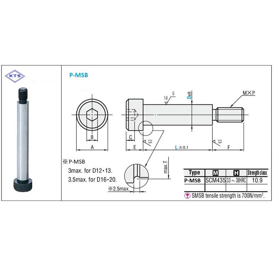 MISUMI STANDARD-Stripper Bolts Male Threads(Shoulder Screw) P-MSB ...