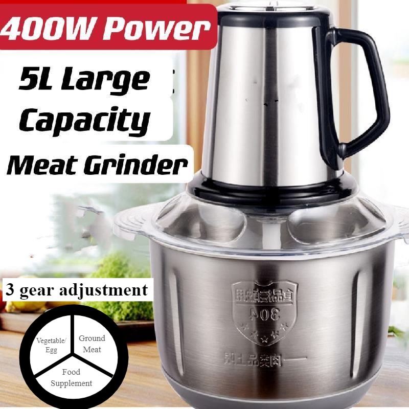 400W 5L Electric Meat Grinder Vegetable Meat Grinder Large Mixer 3 ...