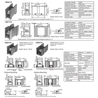IDEC Terminal Block, 1P, 60A, 100A, 200A, 400A (BA611S, BA711S ...