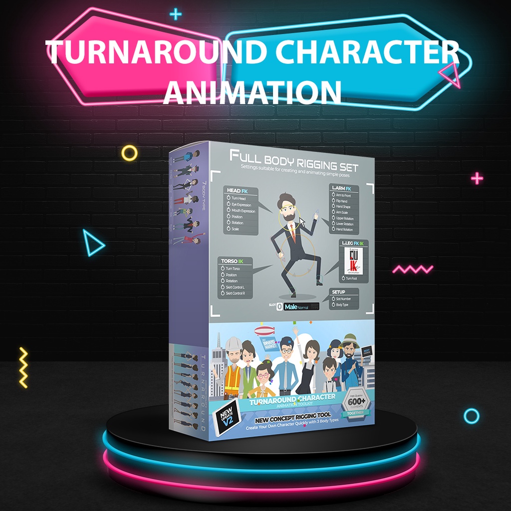 360 turnaround character toolkit v2 After Effect template | Shopee Malaysia