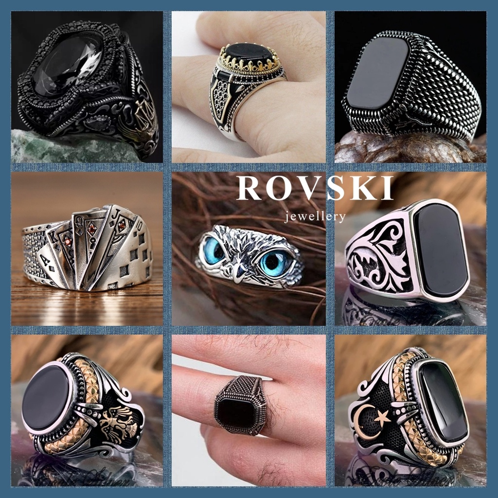 ROVSKI Fashion Korean Ready Stock Jewelry Cincin Lelaki Silver 925 and ...