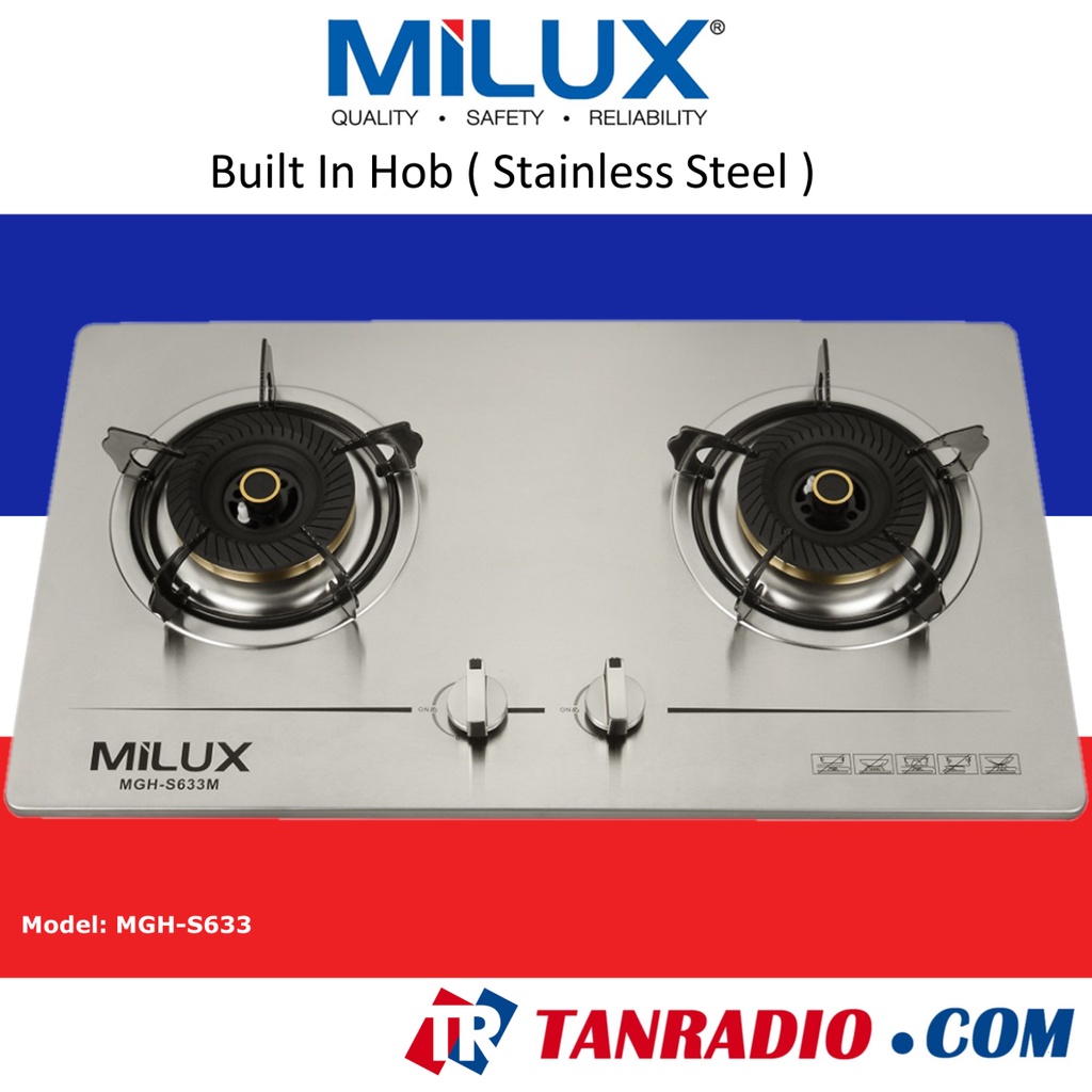 Milux hob Stainless Steel Premium Built In Hob Gas Cooker Stove S633M ...