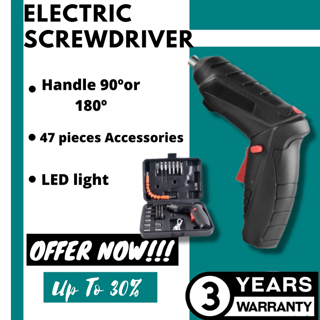 Mini 4.2V Cordless Electric Screwdriver Drill 47 pieces Rechargeable ...