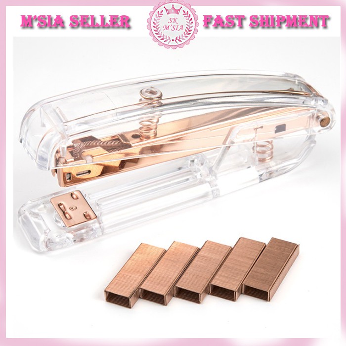 SKM Classic Stapler Paper Punch and Scissors With Rose Gold Transparent ...