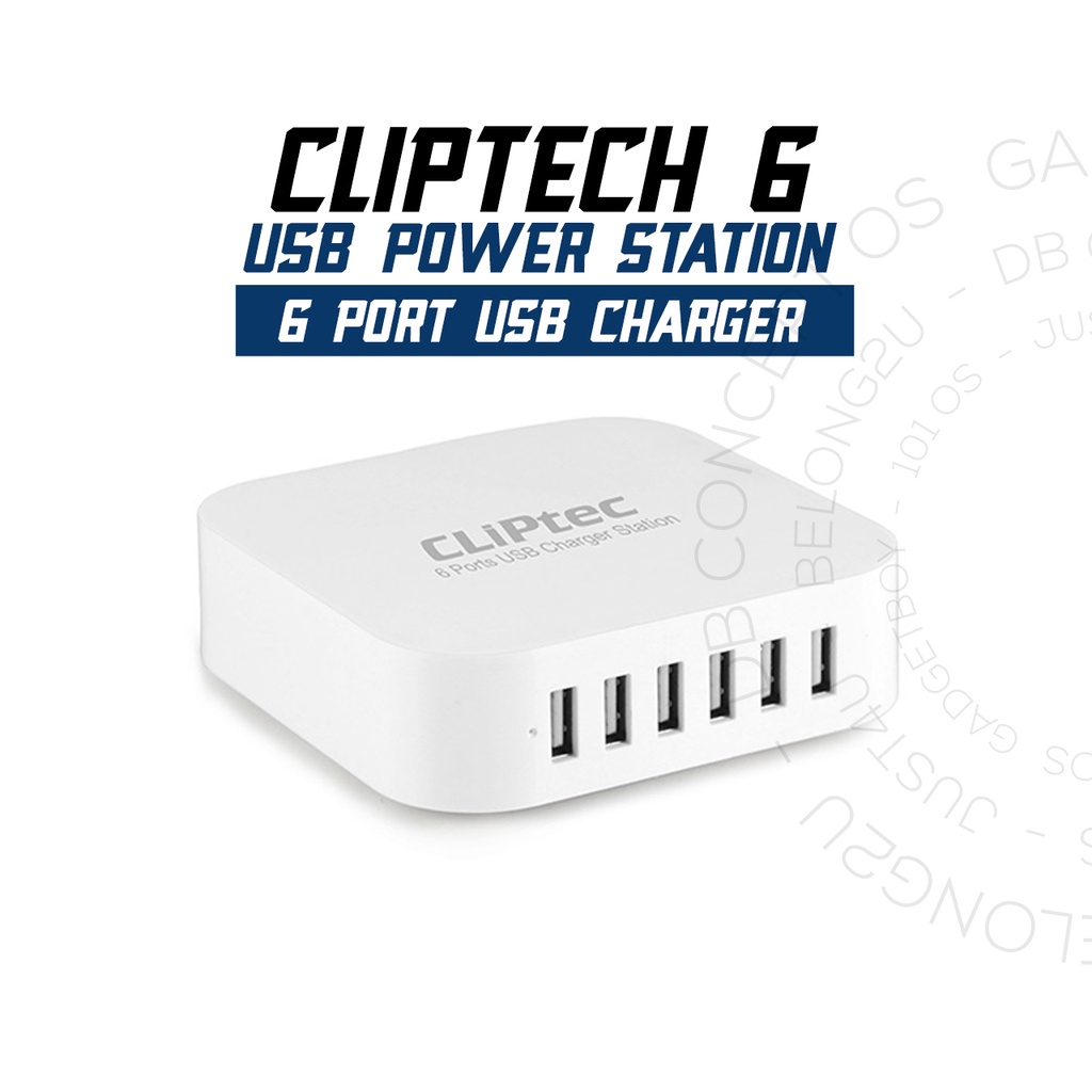 CLIPTEC 12A 60W 6 PORTS USB CHARGER STATION GZU402 IZZI6 READYSTOCK ...