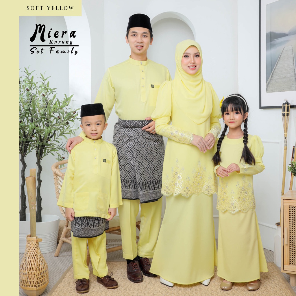 Set Raya 2023 Set Family Soft Yellow Baju Kurung Moden Miera Baju Raya ...