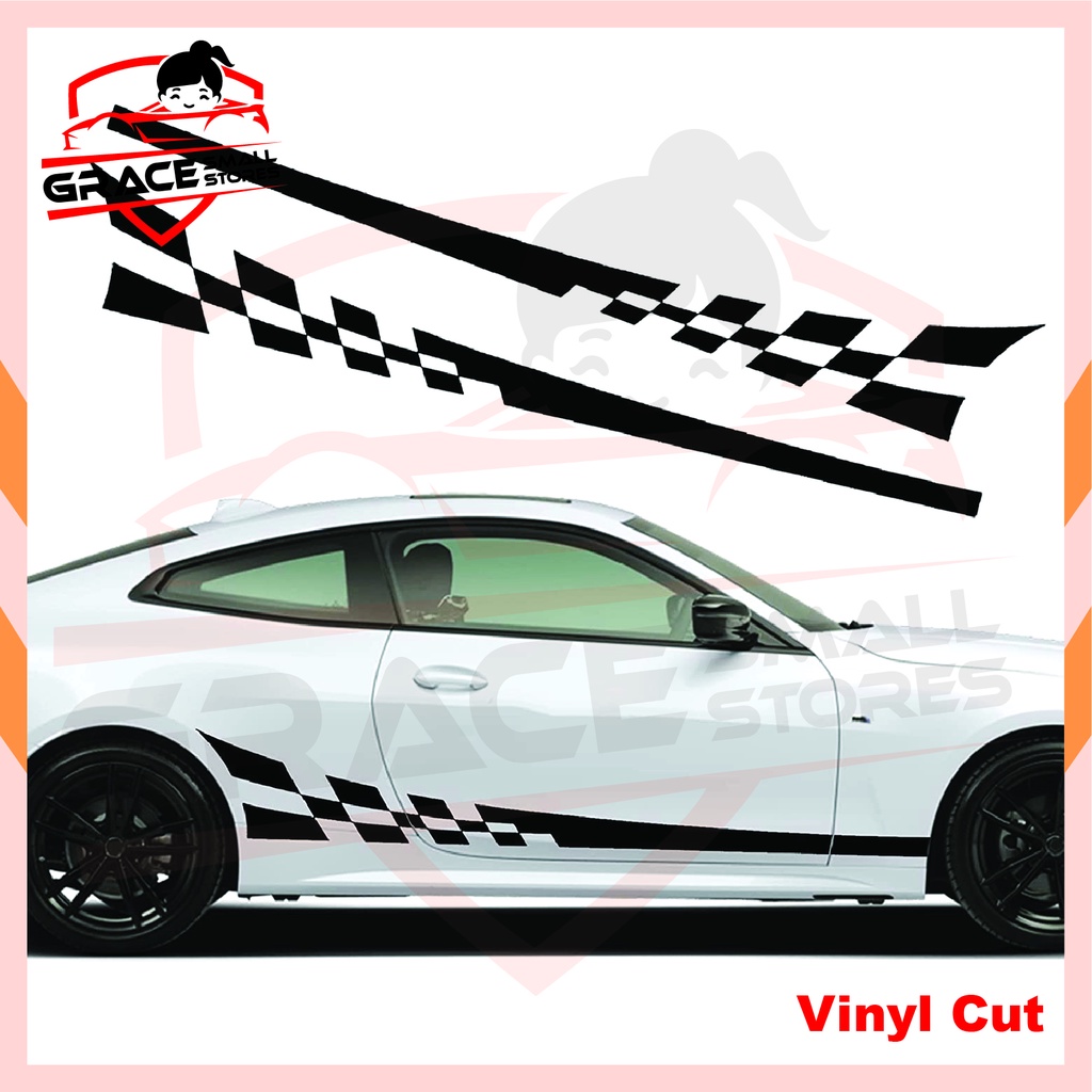 Car Sticker Side Body Stripes Racing Race Car Vinyl Sticker | Shopee ...