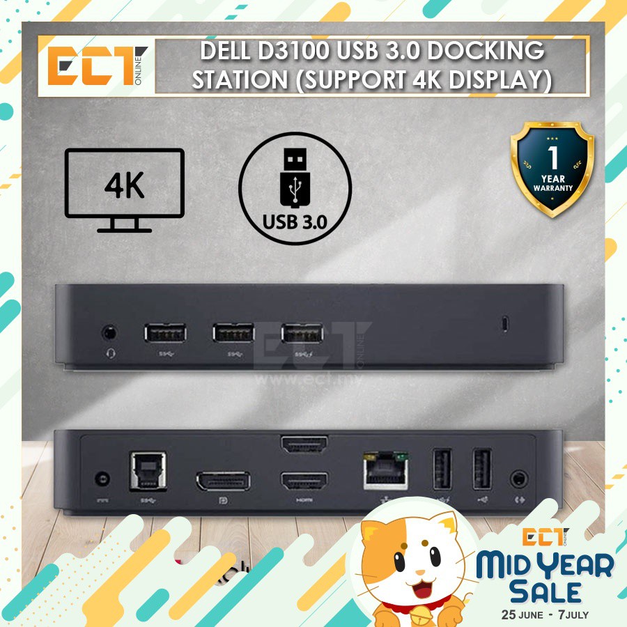 Dell D3100 USB 3.0 Docking Station (Support 4K Display) | Shopee Malaysia