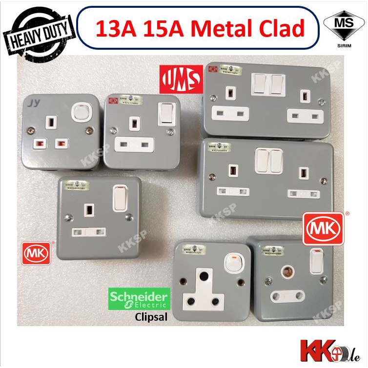 (SIRIM) Heavy Duty Metal Clad 13A 15A switch socket - Brand MK UMS PDL ... (SIRIM) Heavy Duty Metal Clad 13A 15A switch socket - Brand MK UMS PDL ...