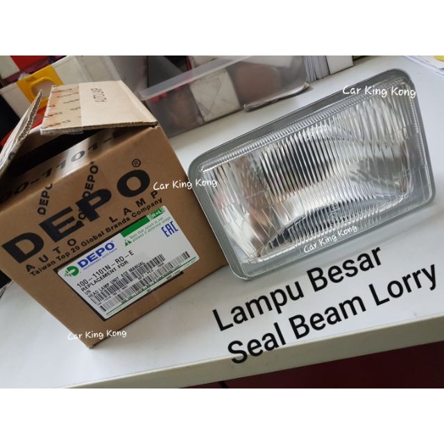 Seal Beam Lorry Head Lamp Small Square guna mentol H4 4652 DEPO 1pc ...