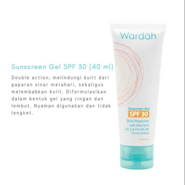 Wardah Sun Care Sunscreen Gel Spf 30 Skin Protector Pa + + + 40 ml ...