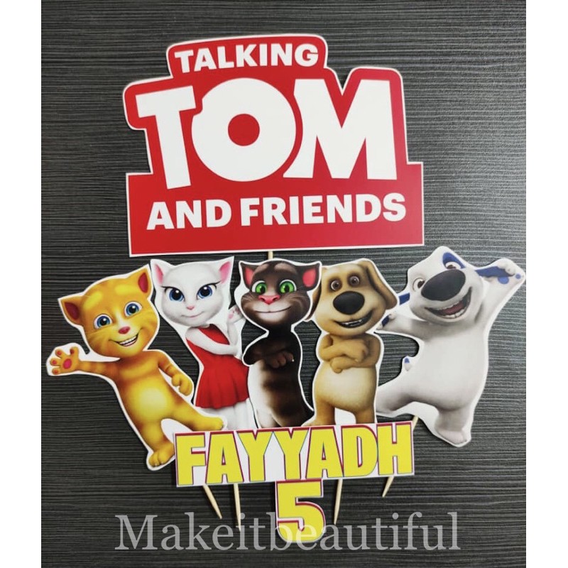 Cake Topper Talking Tom (can add name) | Shopee Malaysia