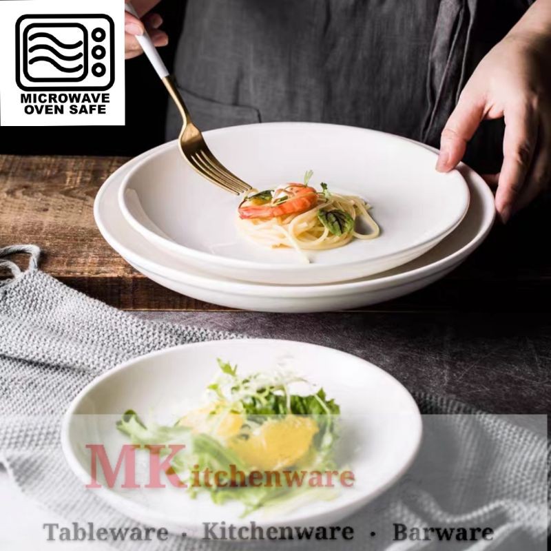 (MKitchenware) White Ceramic Porcelain Rice Plate / Fruit Plate / Paste ...
