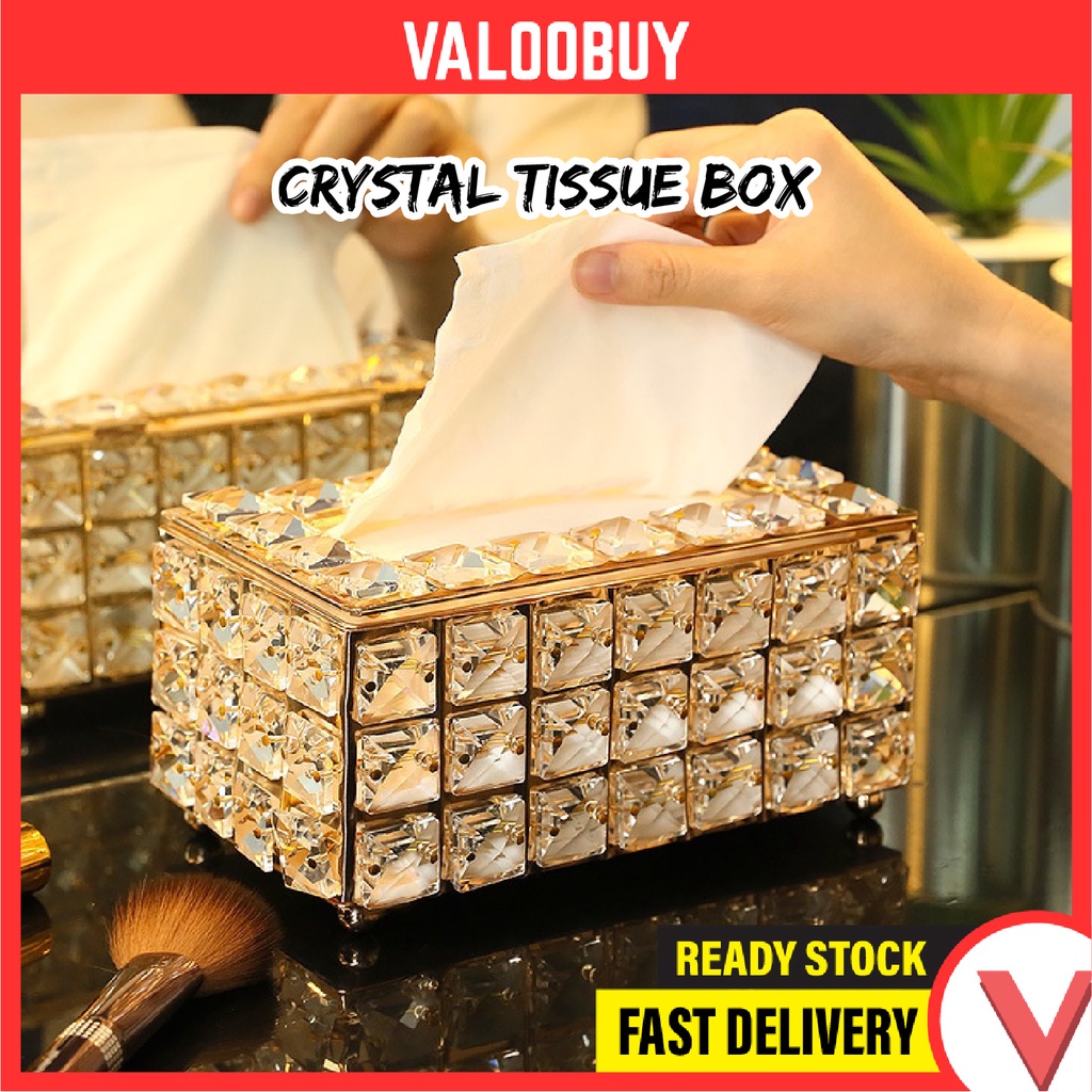 European-Style Crystal Tissue Box Paper Towel Luxury Crystal Storage Box | Shopee Malaysia