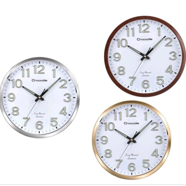 (100%ORIGINAL)Crocodile Quite Luminous Analogue Wall Clock CWL8703 ...