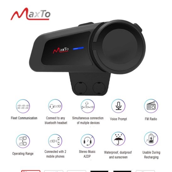 Maxto M2 1000m Dual Mics Universal Pairing Bluetooth Helmet Intercom ...