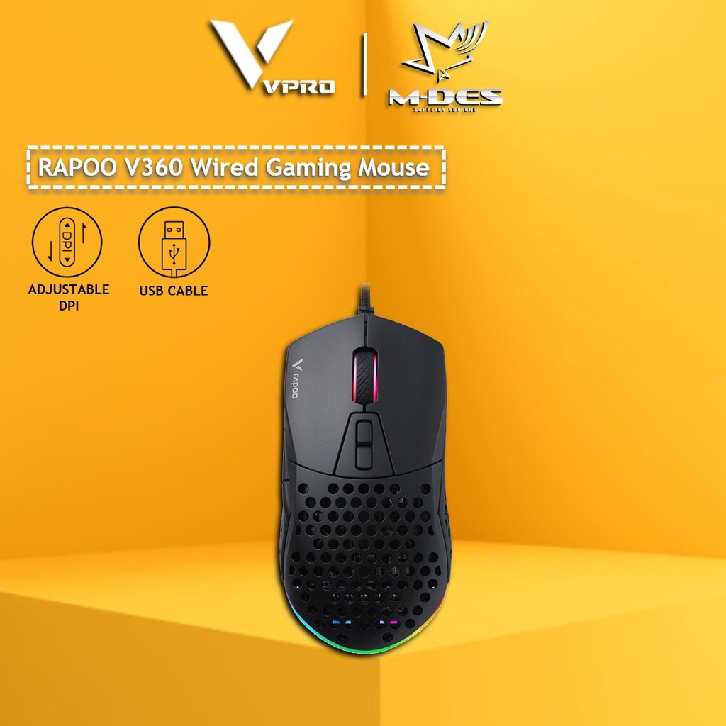 Rapoo V360 Wired Optical RGB Gaming Mouse / Ergonomic Design / Accurate ...