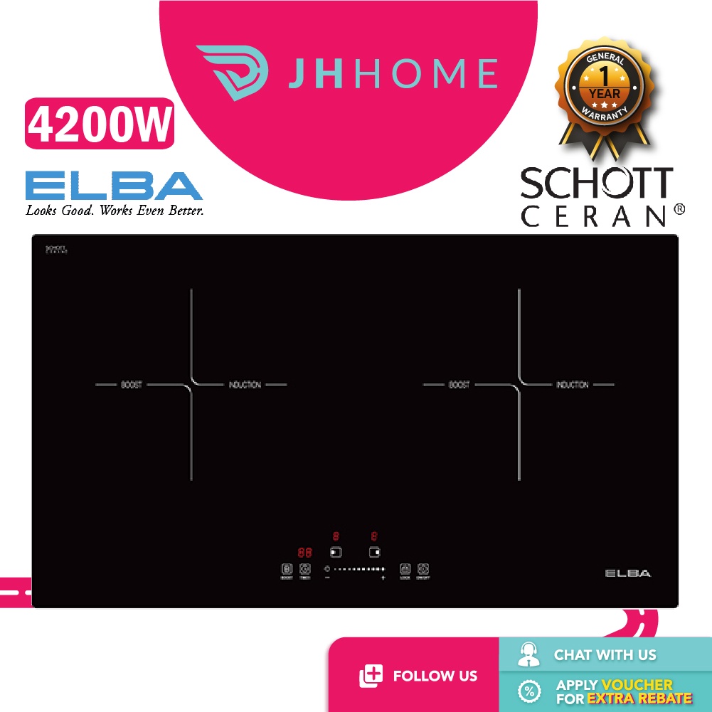 Elba (2100W/2100W) Schott Ceran Glass Built-In Induction Cooker EIC ...