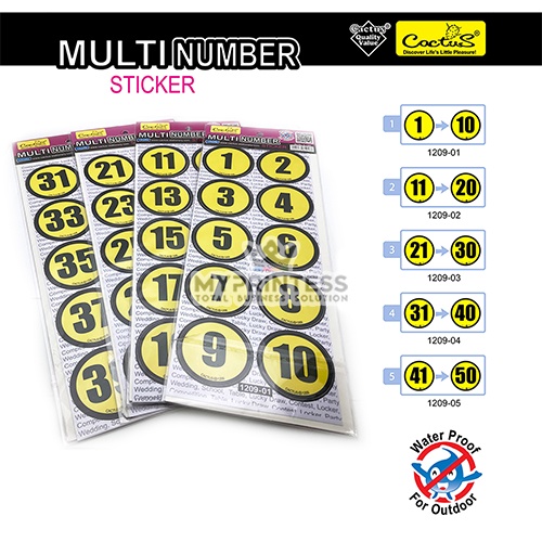 MYPRINTESS CACTUS NUMBERING STICKER / PELEKAT NOMBOR MEJA / TABLE ...