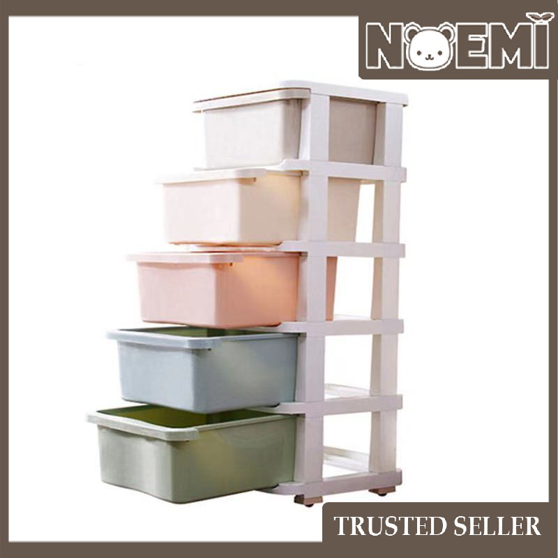 NOEMI 5 Tier Plastic Drawer Almari Baju Clothes Storage Drawer Baju ...
