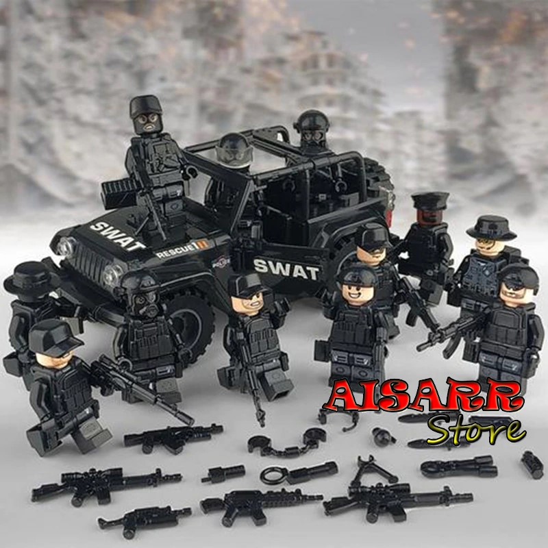 12x Army Soldier + 1 Car Police Team Military Minifigure + Weapon Lego ...