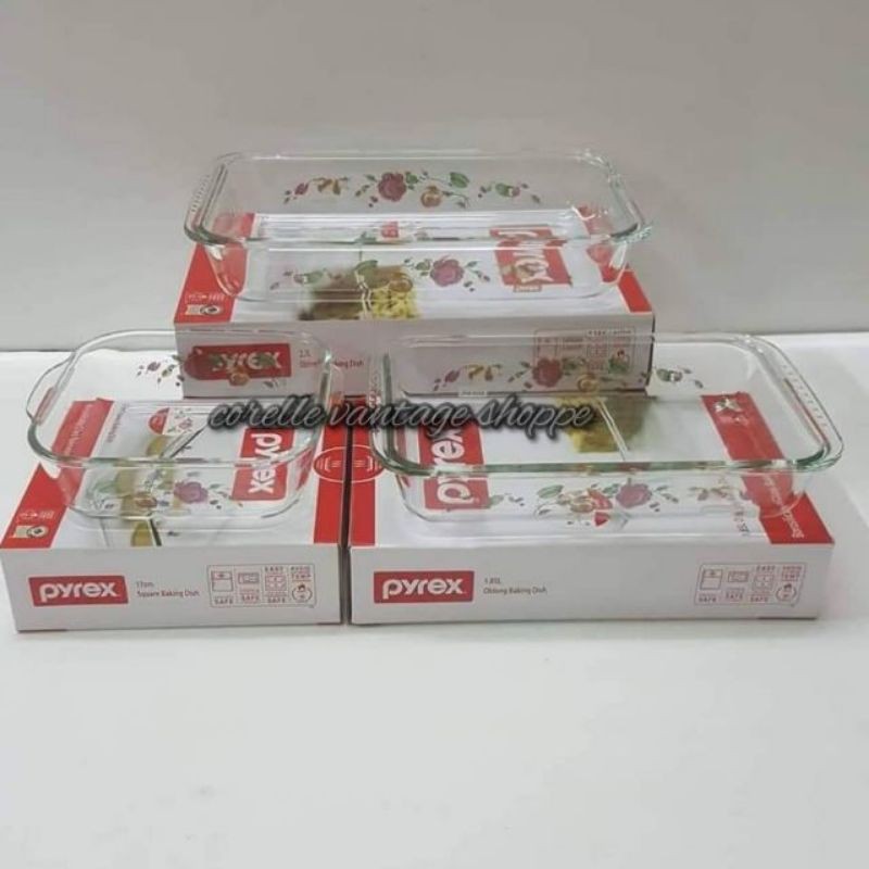 Pyrex Oblong 3 in 1 (Combo) | Country Rose Design | PGMall